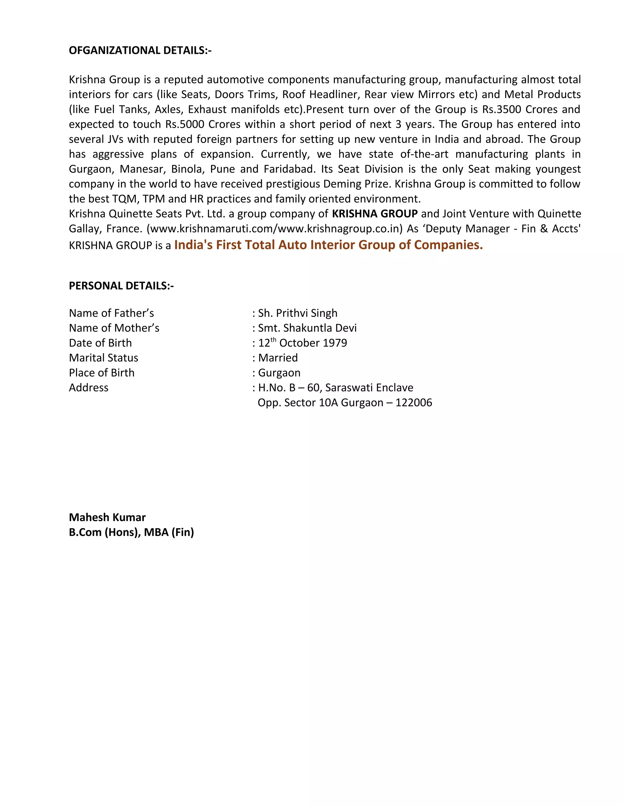 MaheshKumarResume | DOC