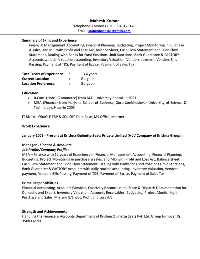 MaheshKumarResume | DOC