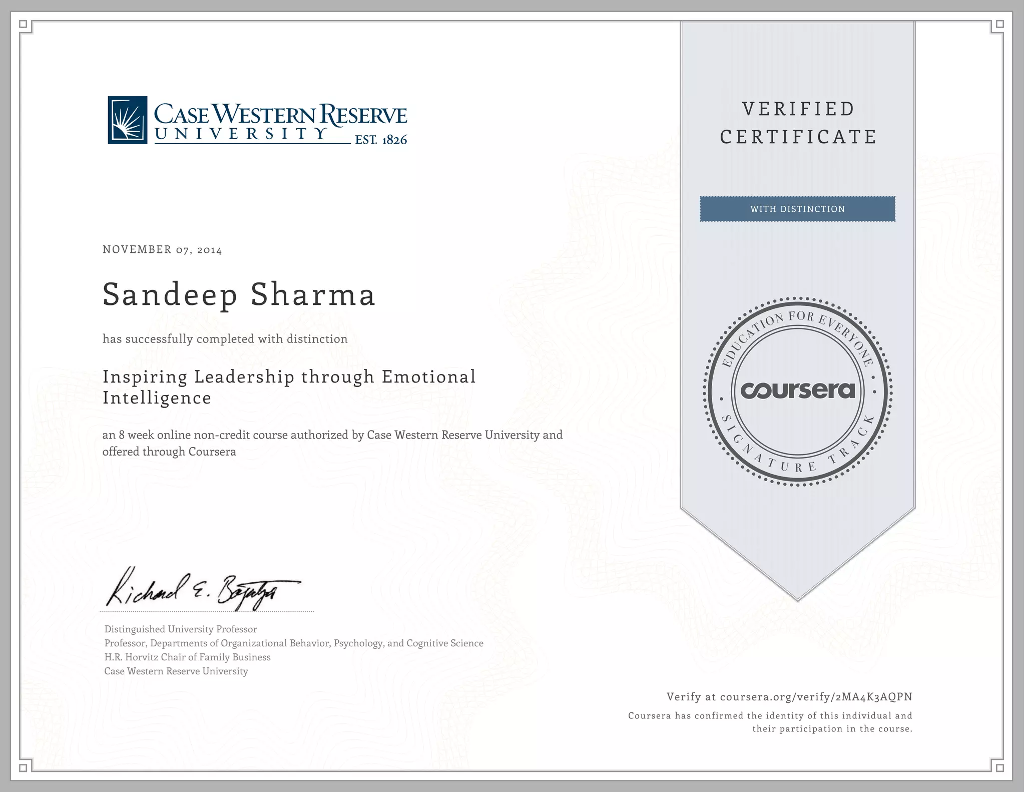 Inspiring Leadership through Emotional Intelligence_Certificate | PDF