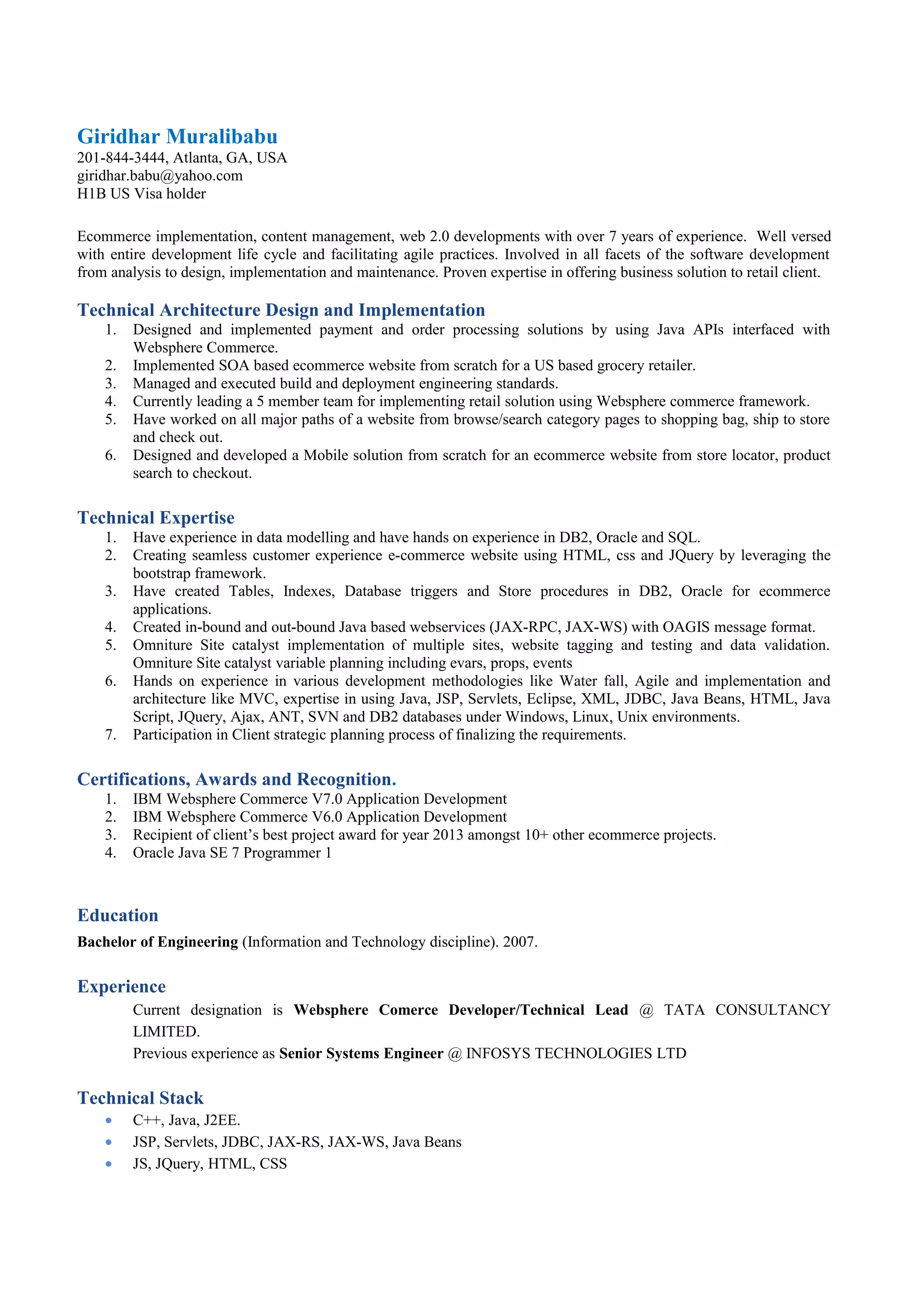 Giridhar Muralibabu Resume | DOC