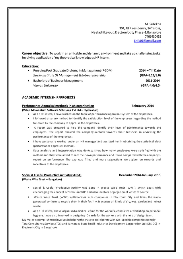 srilekha resume 2015 | DOCX