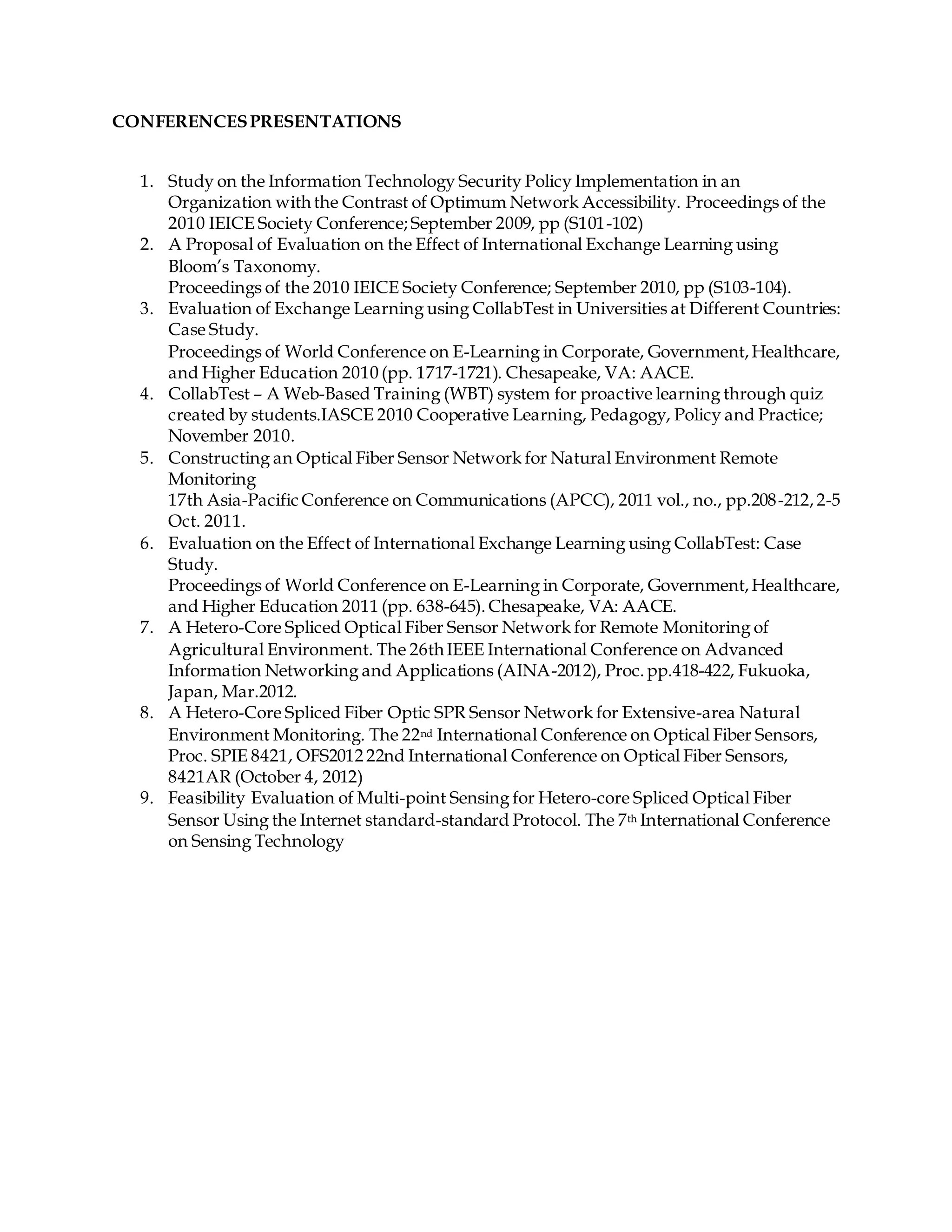 International Conference Presentation | DOCX