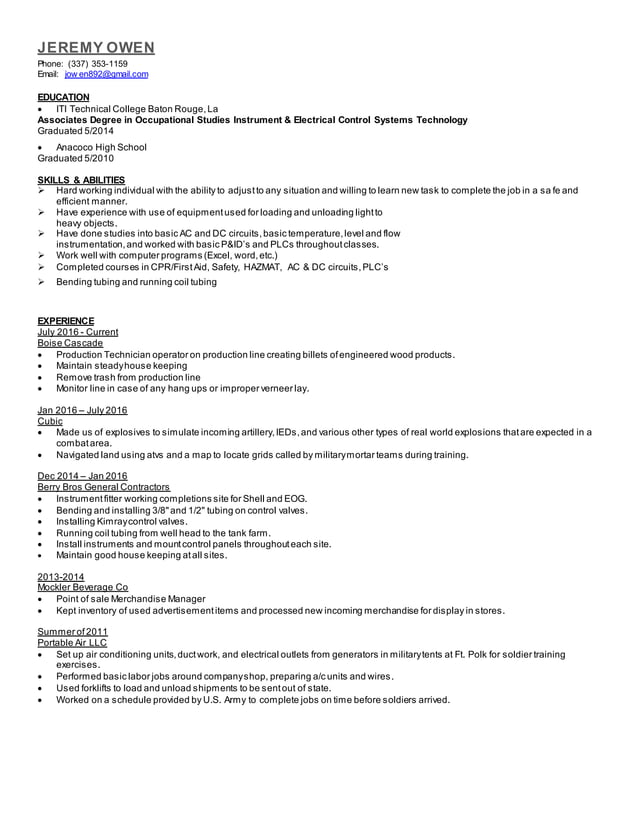Jeremy Owen resume | PDF