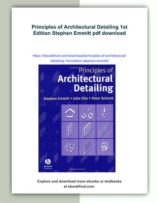 Principles of Architectural Detailing 1st Edition Stephen Emmitt | PDF
