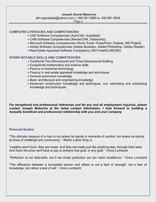 Joseph D Matovina Resume | PDF | Technology & Computing