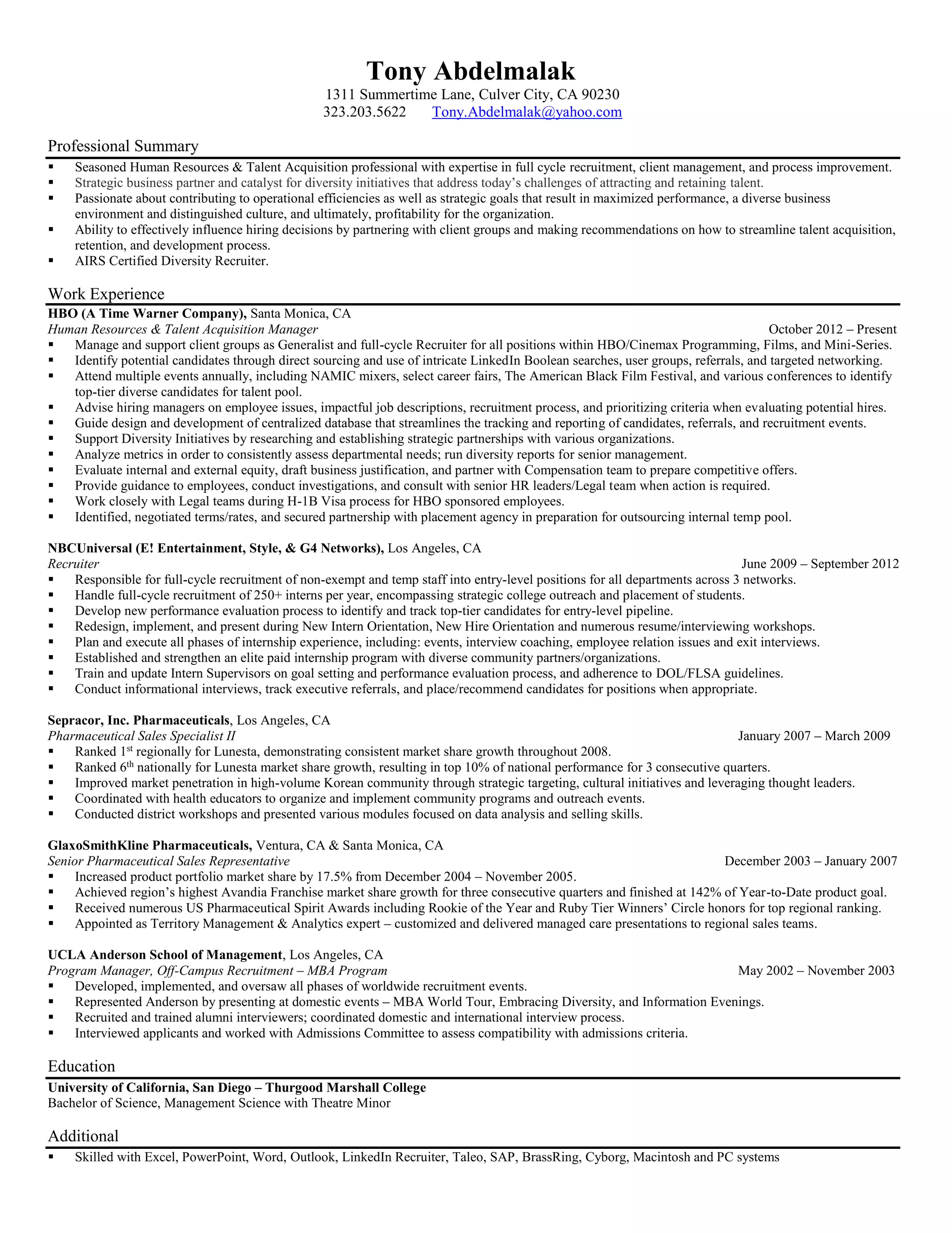 Tony Abdelmalak Resume | PDF