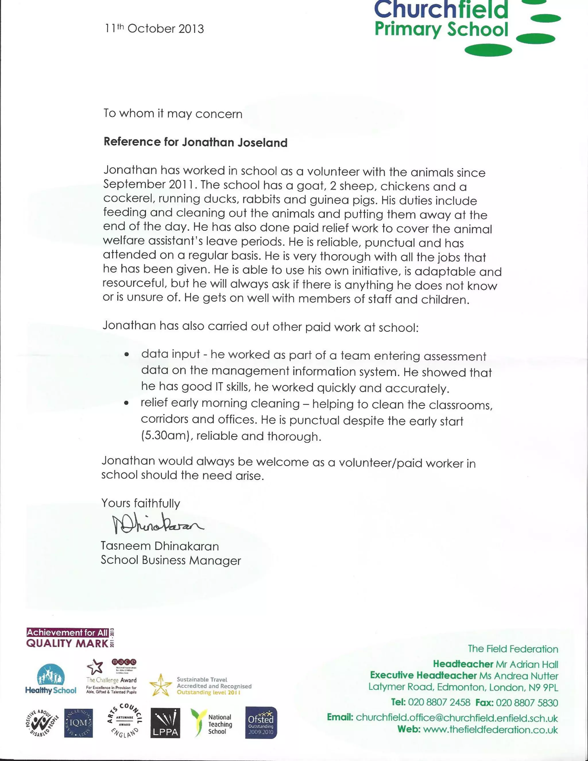 Churchfield_Reference | PDF