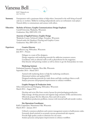 Vanessa Bell Resume | PDF