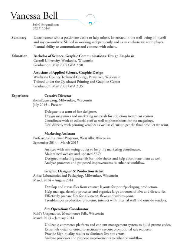 Vanessa Bell Resume | PDF