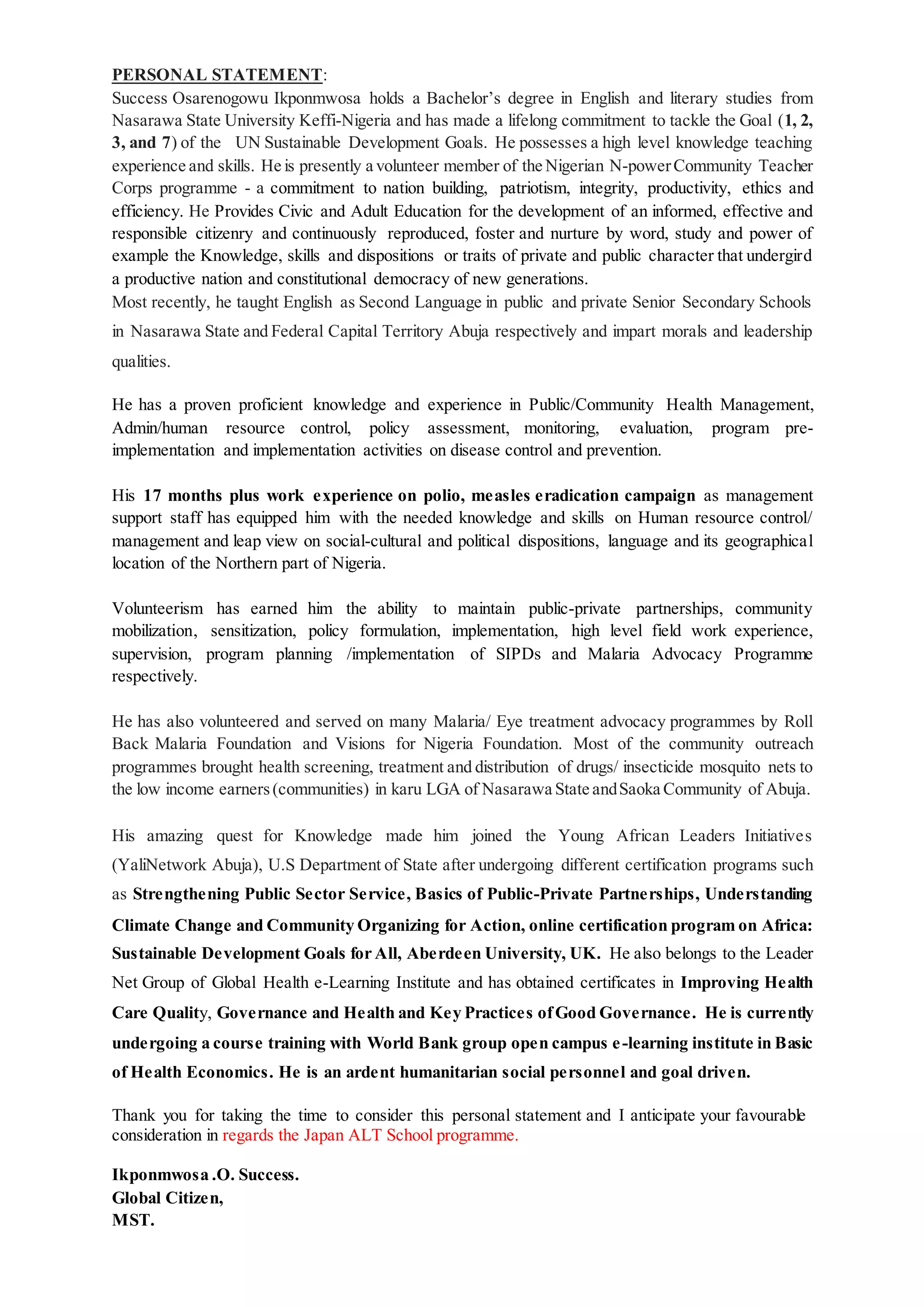 personal statement | DOCX