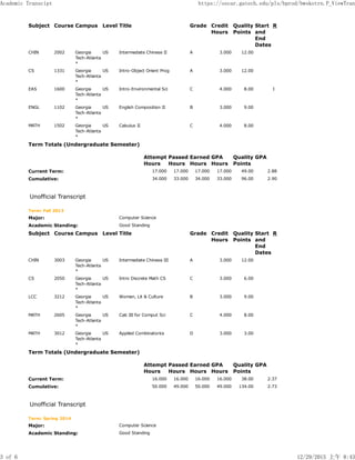 GT_Final_Academic_Transcipt | PDF | Undergraduate Education | College ...