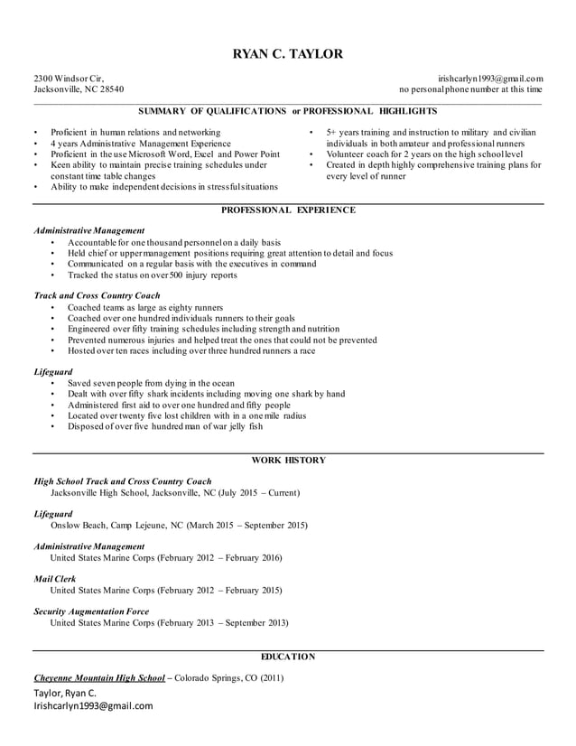 resume rough draft | DOCX | Track and Field | Sports