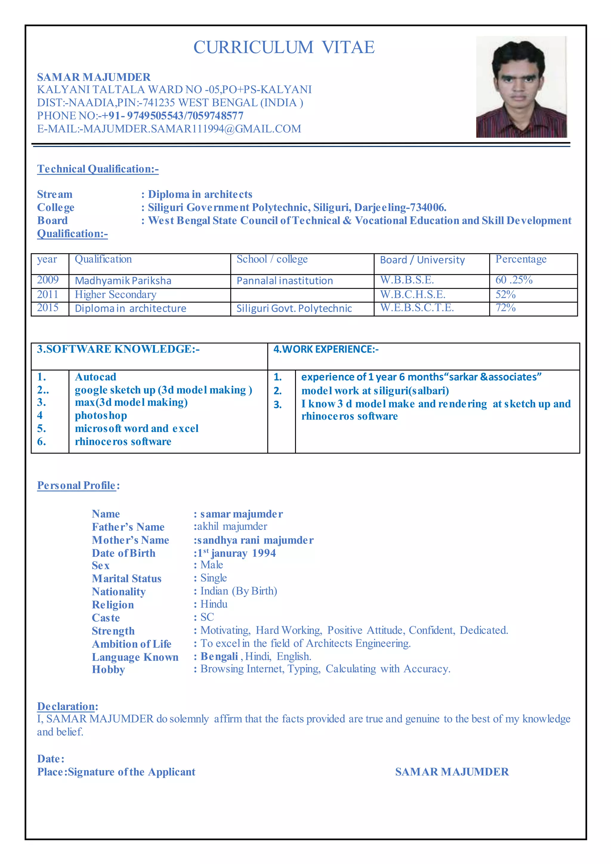 SAMAR MAJUMDER CV | DOCX