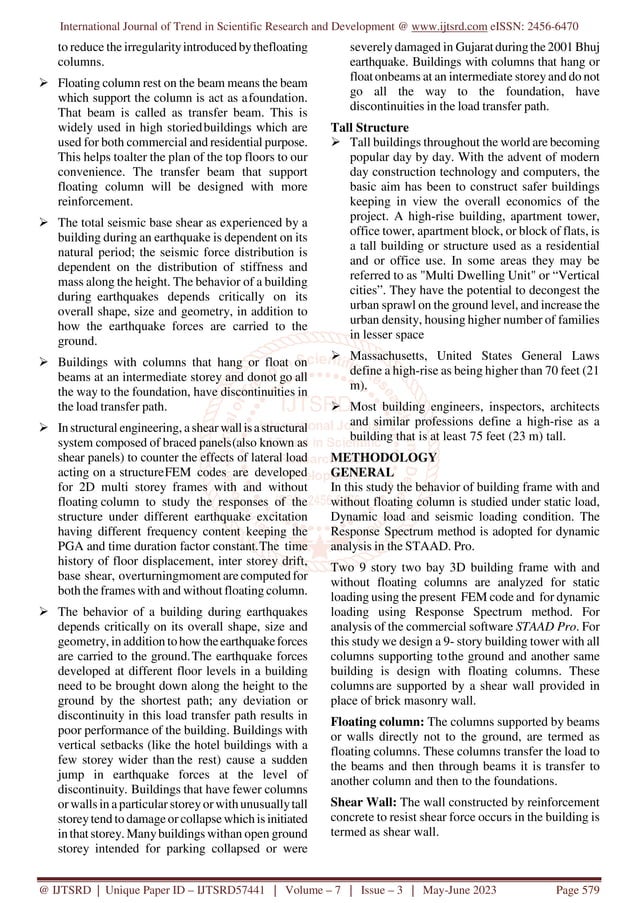 An Analysis of a Tall Structure with Shear Panel and floating Columns ...