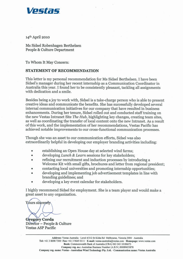 Rec. Letter Vestas | PDF