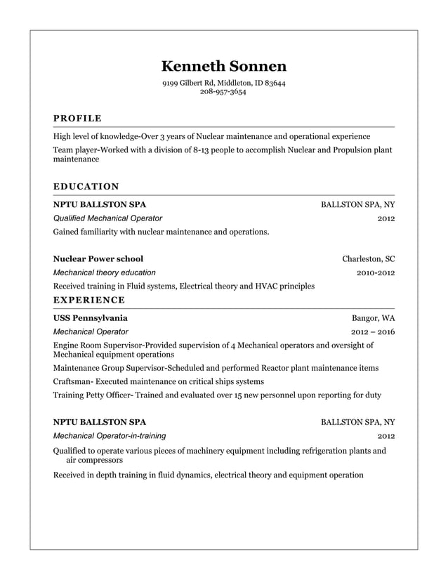Ken Sonnen resume | PDF