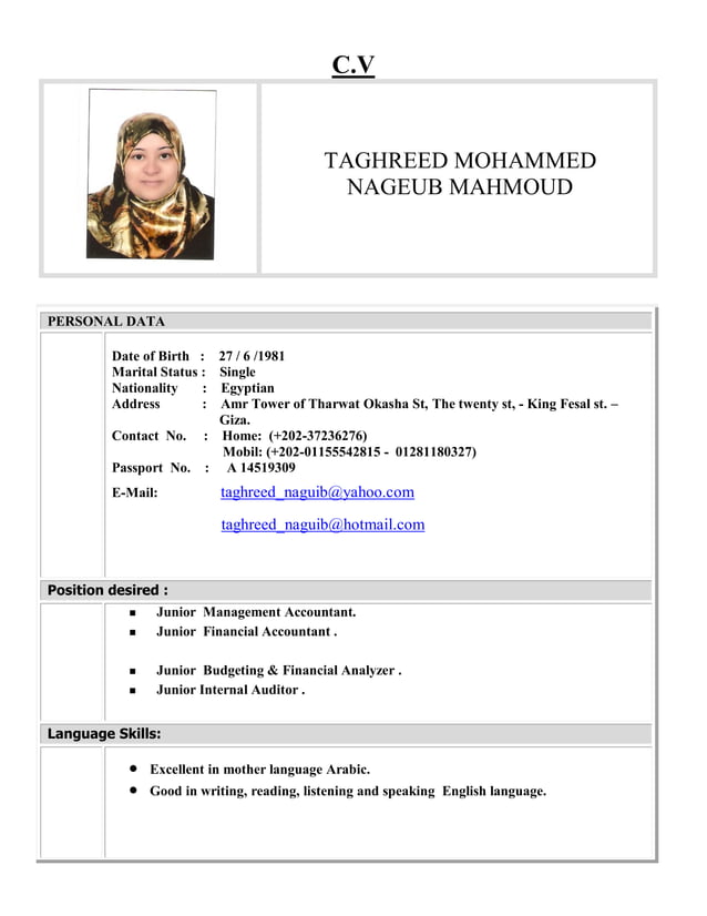 Taghreed Mohammed CV | PDF