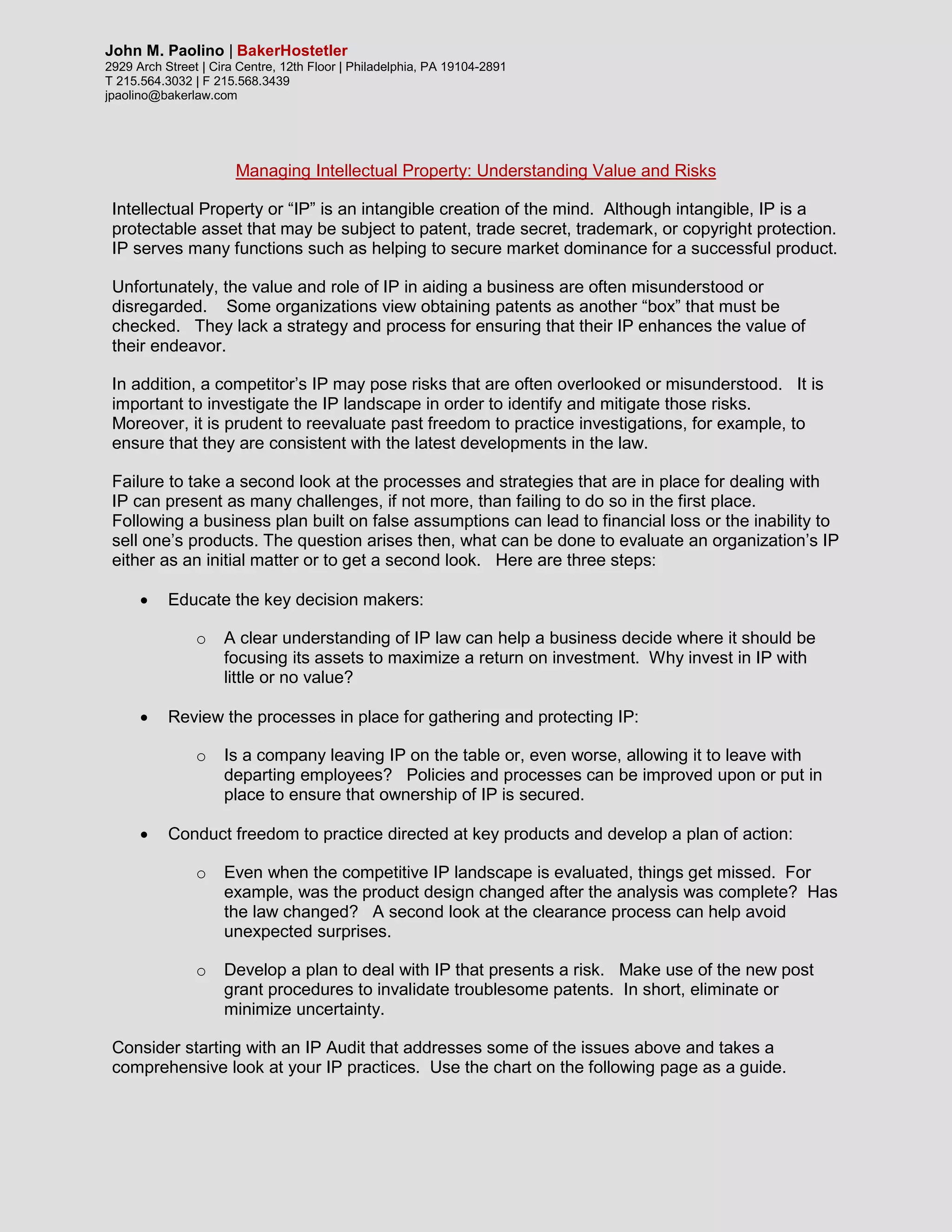 Managing IP and Infographic | PDF