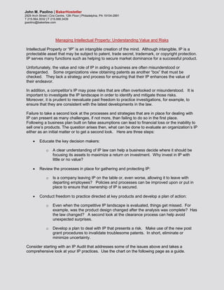 Managing IP and Infographic | PDF