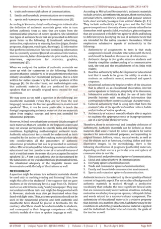 Classification of Authentic Materials in the EFL Teaching to Improve ...