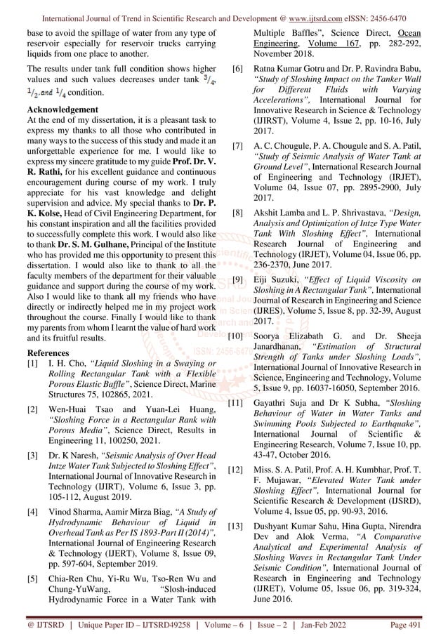 Comparative Analysis of Sloshing Impact on Rectangular Overhead Water ...