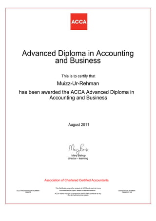 Advanced Diploma in Accounting | PDF