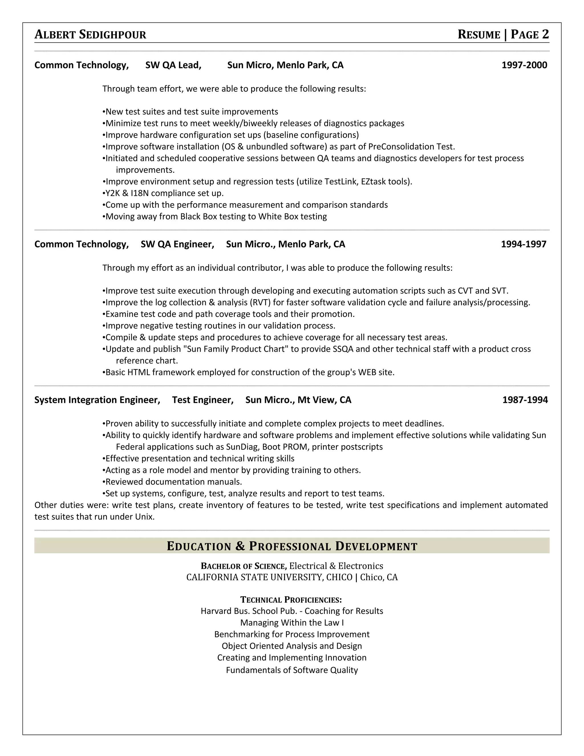 Albert S. QA Mgr. -Resume | DOC
