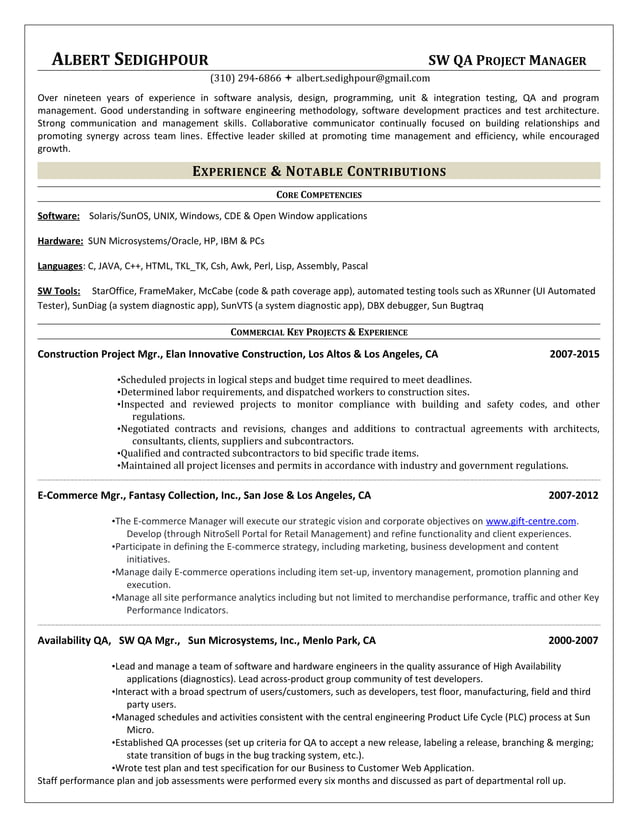 Albert S. QA Mgr. -Resume | PDF