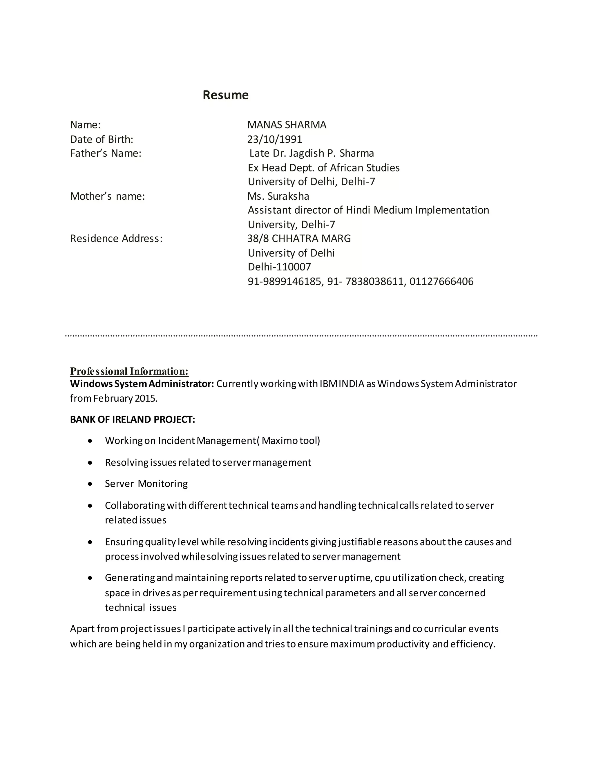 Resume official 2016 | DOCX