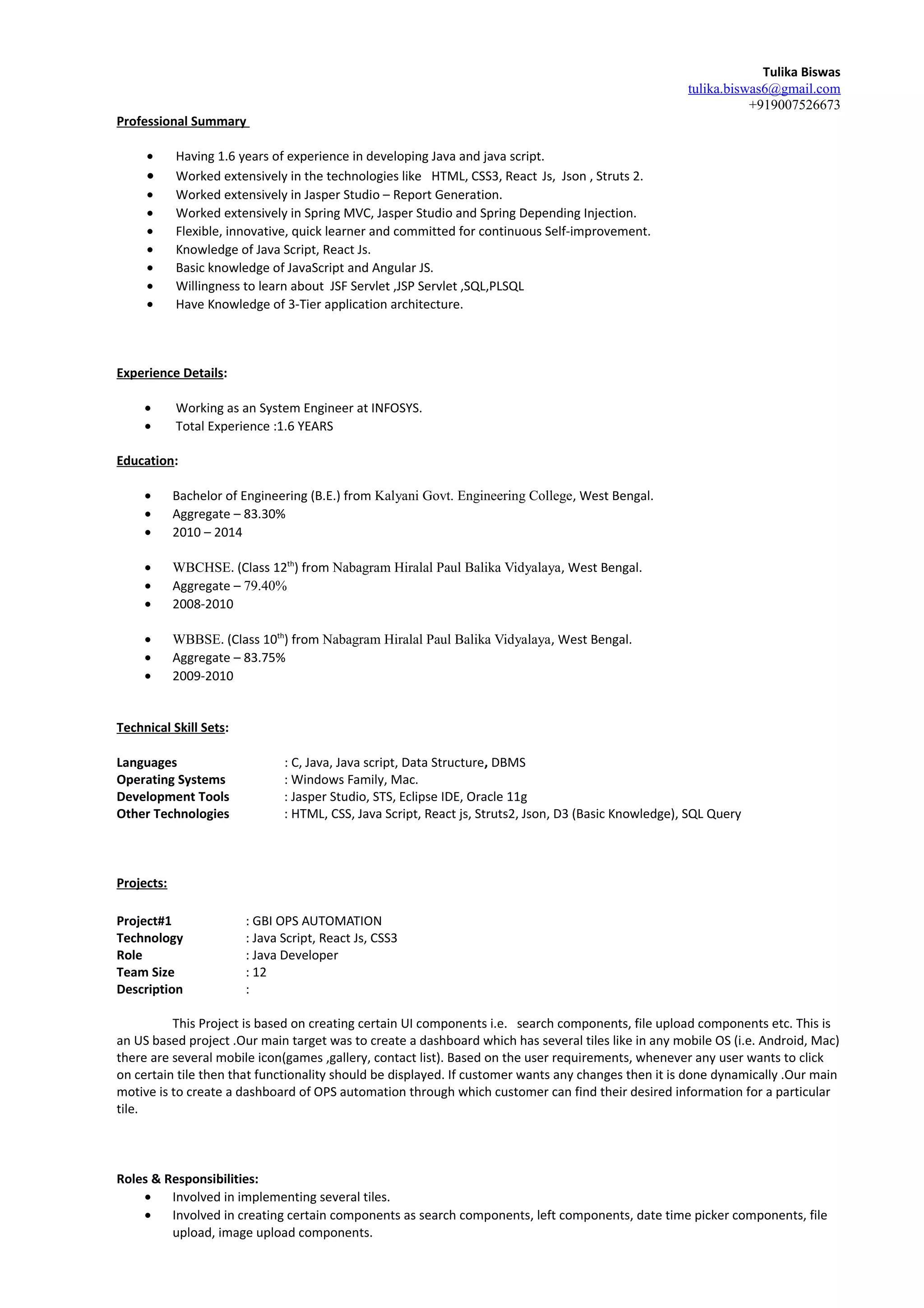 Tulika Biswas CV (1) | PDF