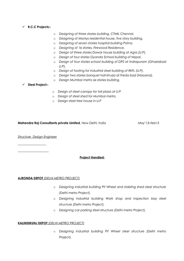 Resume vikas kamboj | DOC | Civil Engineering Industry | Industries