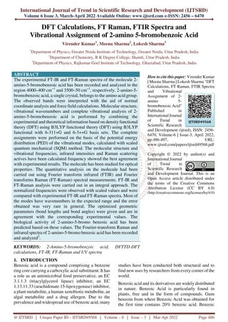 DFT Calculations, FT Raman, FTIR Spectra and Vibrational Assignment of 2 amino 5 bromobenzoic ...