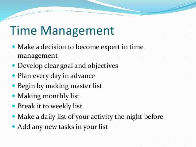 Time Management Skills
