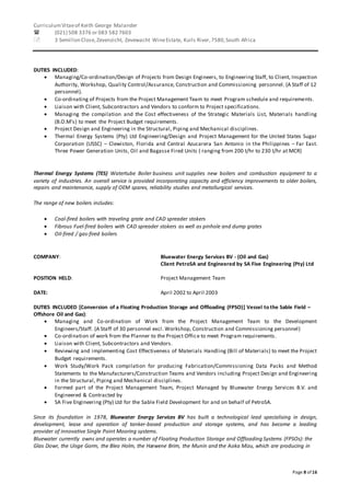 CV of Keith Malander | DOCX