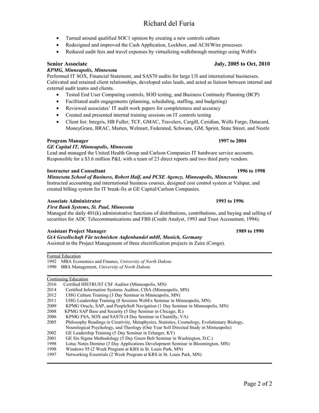 Richard del Furia - Resume - 20161125 | DOC