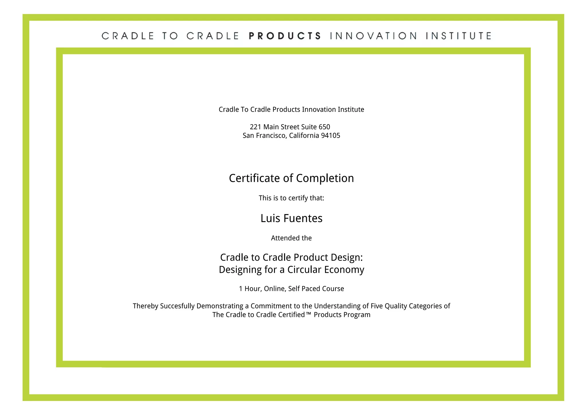 Cradle to Cradle Certificate | PPT
