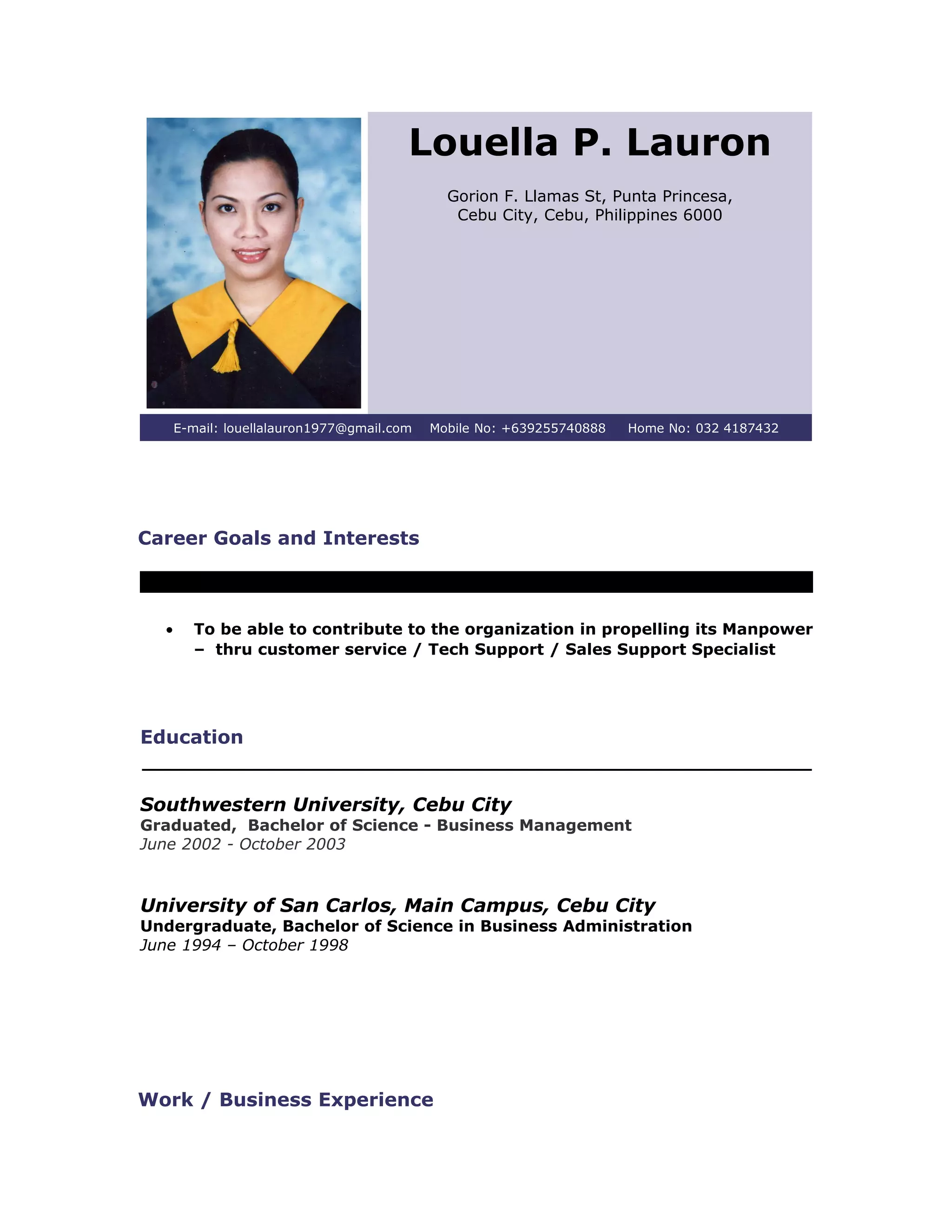 Louella Lauron - Resume' | PDF