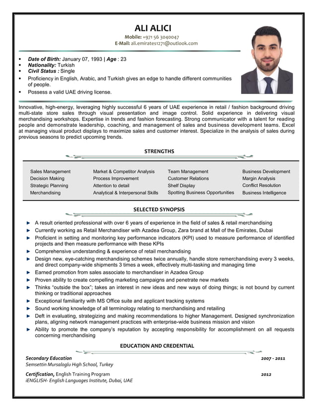 ali new cv | PDF | Sales | Business