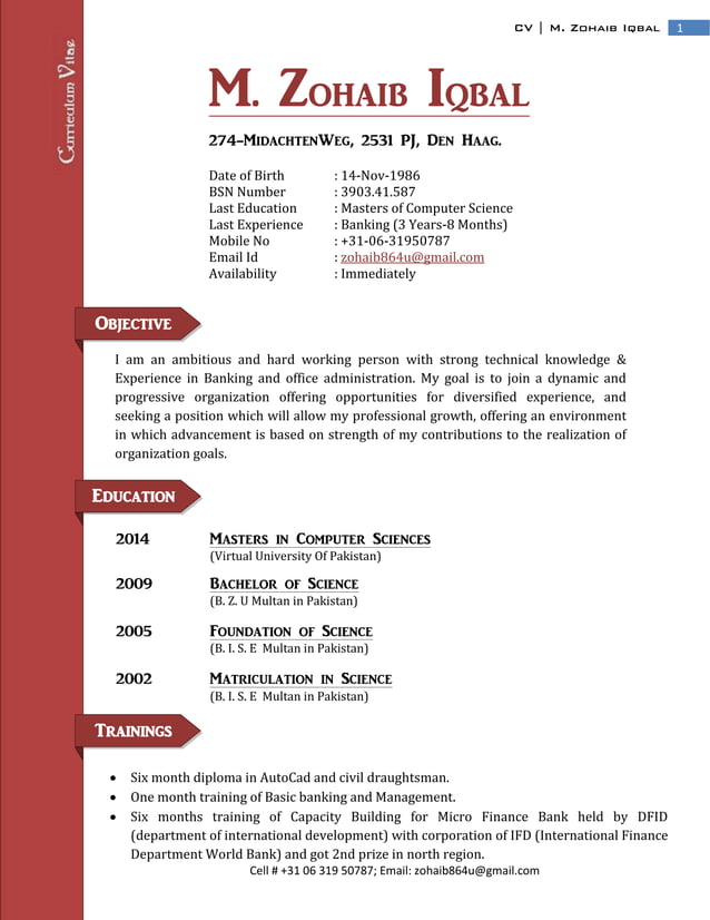 Zohaib-CV | PDF | Business Accounting & Finance | Business