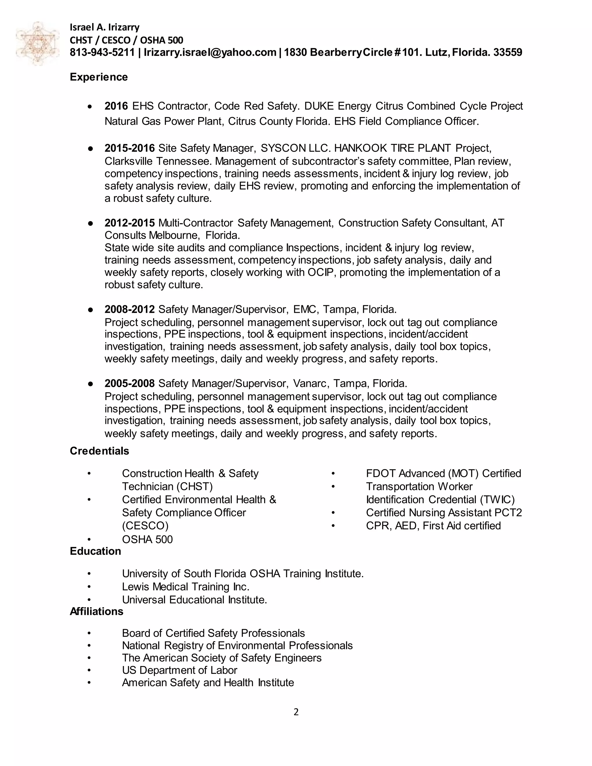 Israel Irazarry new resume 10-19-2016 | PDF