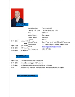 CURRICULUM VITAE KERJA LENGKAP | DOC