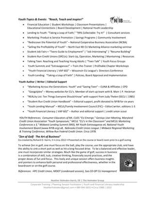Harris - Training and Presentation Descriptions by H3 2016 | PDF
