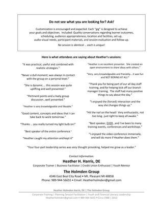 Harris - Training and Presentation Descriptions by H3 2016 | PDF