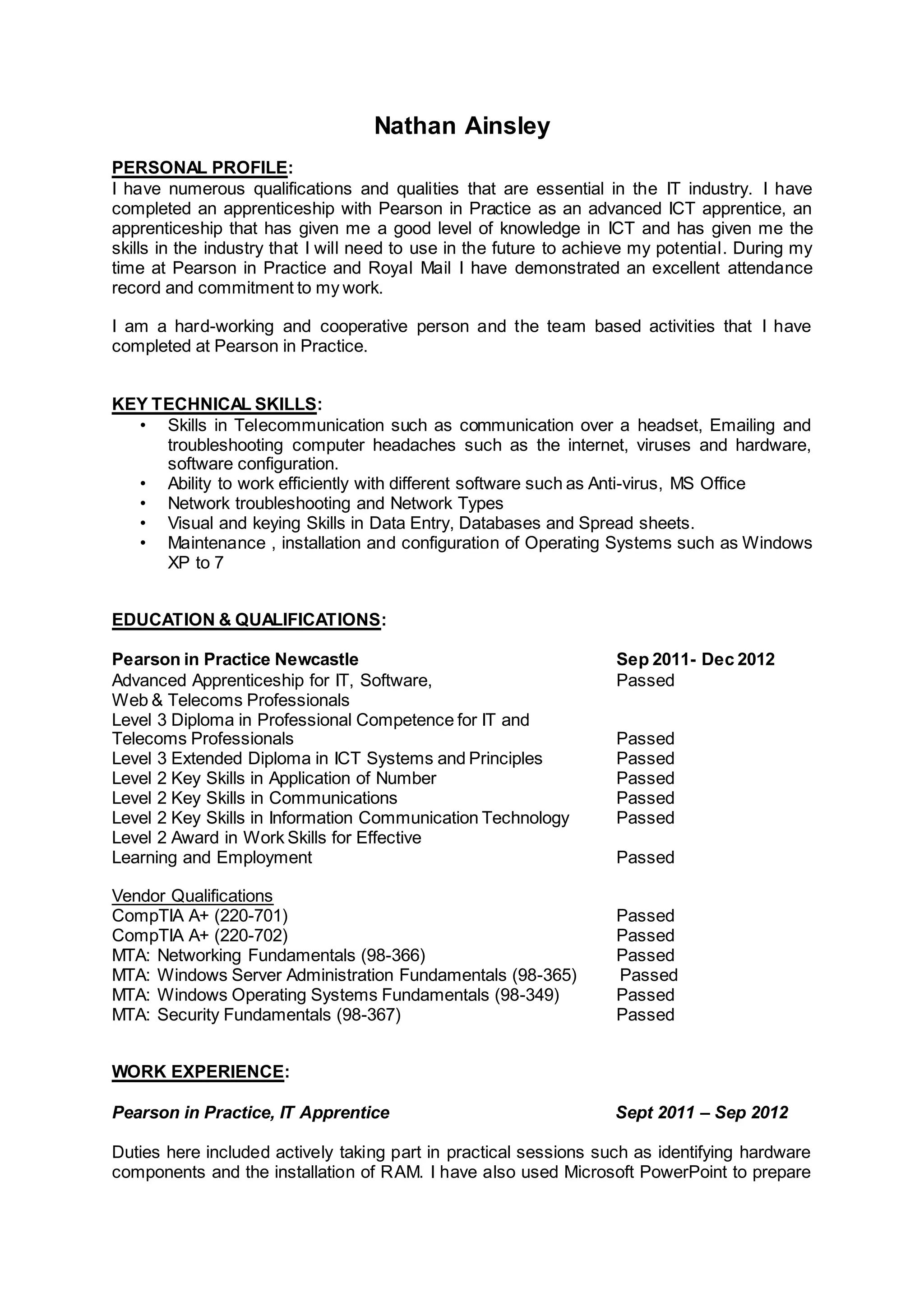 Nathan Ainsley Updated CV | DOCX