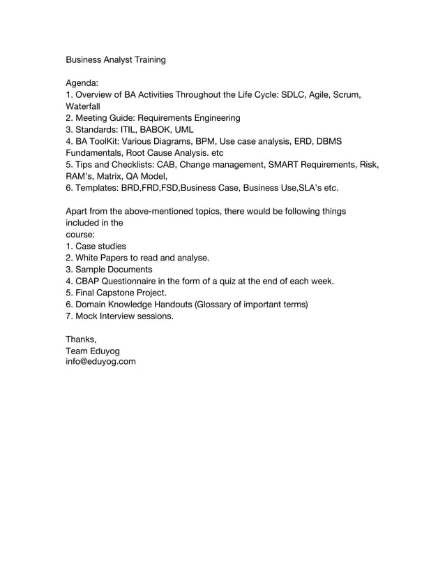 Business analyst training | PDF | Business | Business and Finance