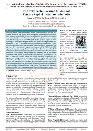 IT and ITES Sector Focused Analysis of Venture Capital Investments in ...