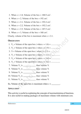 ACTIVITY of mathematics class 12th | PDF