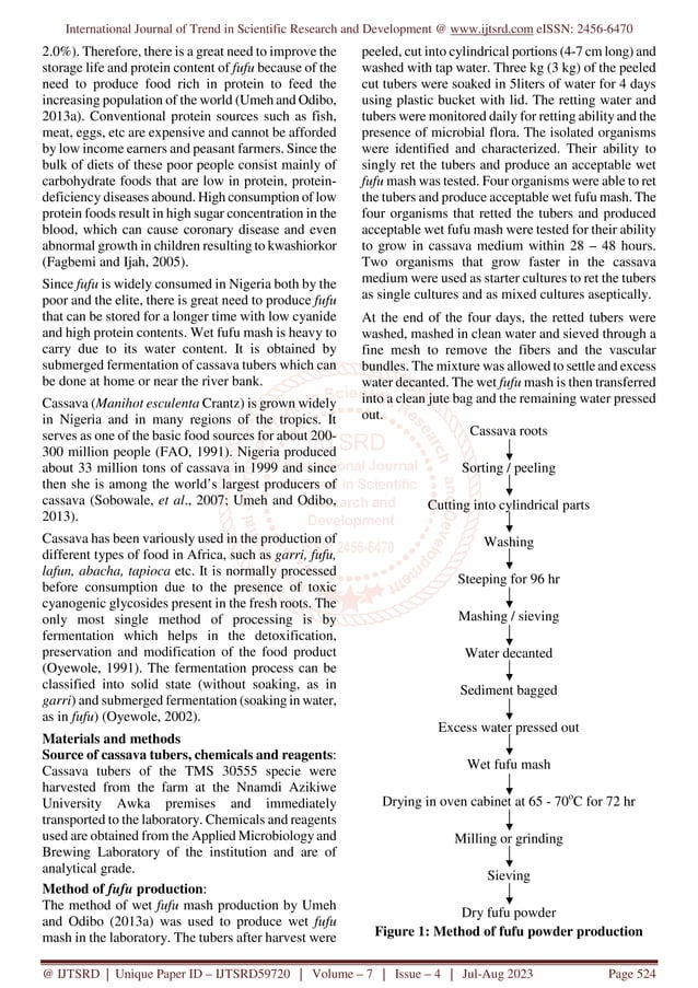 Low Cyanide High Protein Dry Fufu Powder Processed from Cassava using ...