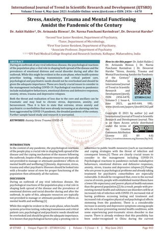 Stress, Anxiety, Trauma and Mental Functioning Amidst the Pandemic of ...