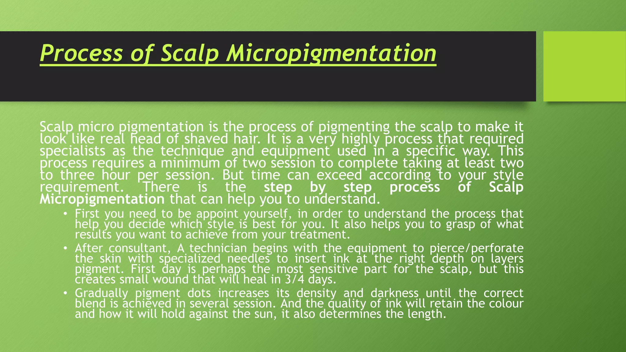 Scalp Micropigmentation aftercare tips -Sensitive Care Tips | PPTX